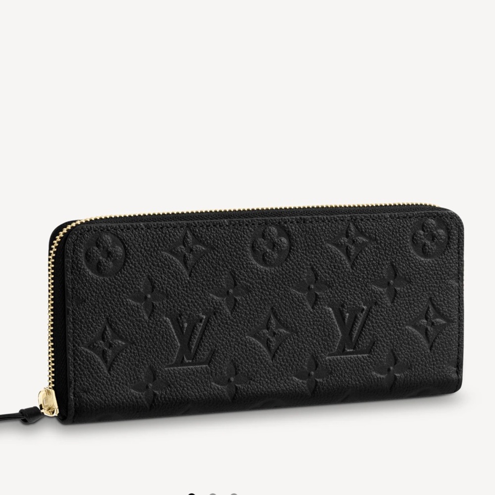 Louis Vuitton Black Genuine Leather Monogram Wallet - Gem